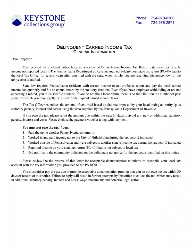 Notice from Keystone Collections Group - Lower Southampton Township