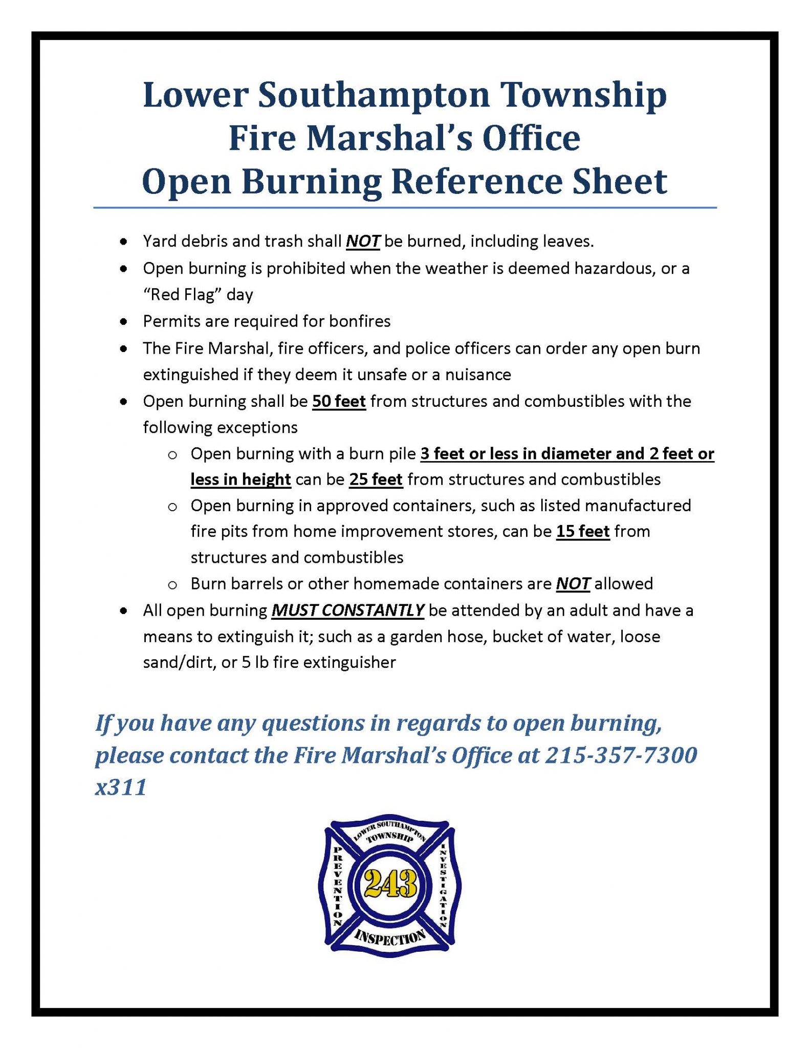 Office of the Fire Marshal - Lower Southampton Township